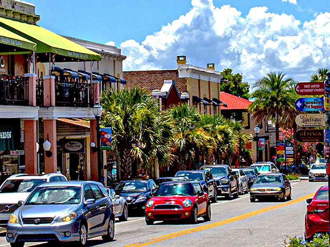 Mount Dora's iconic lighthouse stands sentinel over Lake Dora, proving Florida can do "quaint New England charm" while palm trees sway nearby.
