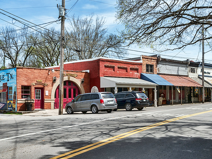 Bell Buckle's historic storefronts stand like a time capsule, their brick facades and colorful awnings inviting you to slow down and explore.