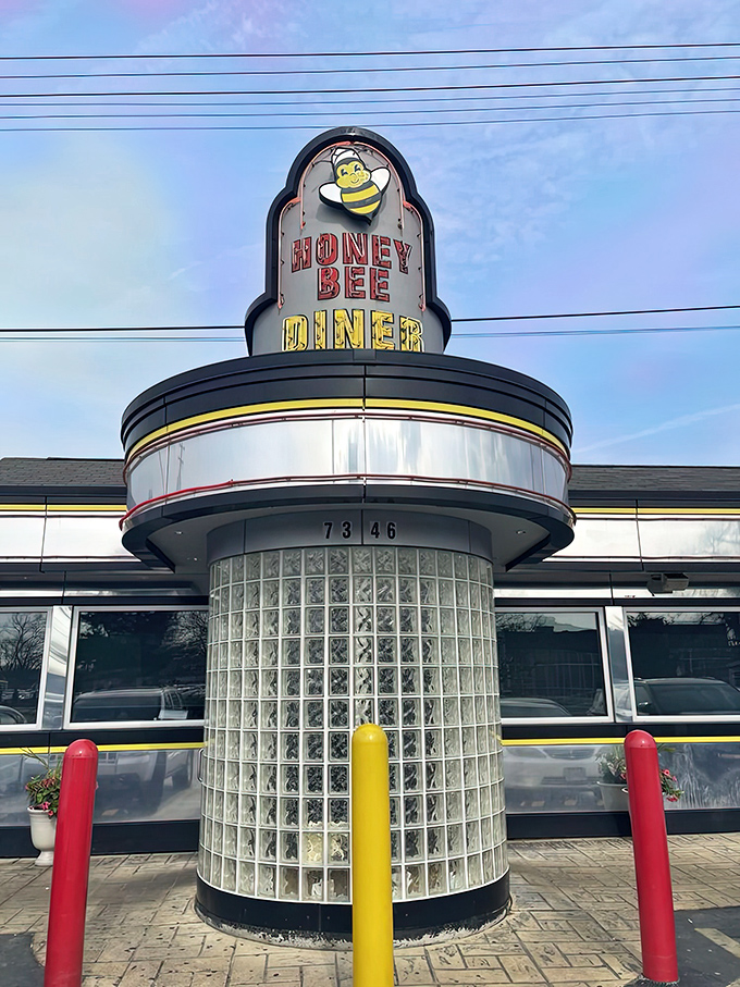 That iconic glass block tower isn't just architecture &ndash; it's a breakfast beacon calling hungry souls home.