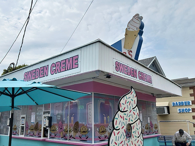 The iconic Sweden Creme stands proud in Hamilton, its giant ice cream cone sign practically winking at passersby like a sweet beacon of hope on a summer day.