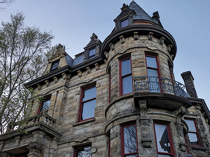 The Franklin Castle's imposing stone turrets and Gothic architecture make it look like Dracula's vacation home in the heart of Cleveland's Ohio City neighborhood.