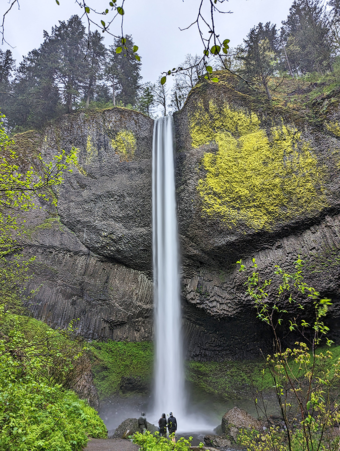 Nature's perfect plunge: Latourell Falls cascades 249 feet in a single dramatic drop, framed by a rustic footbridge that practically begs for contemplative moments.