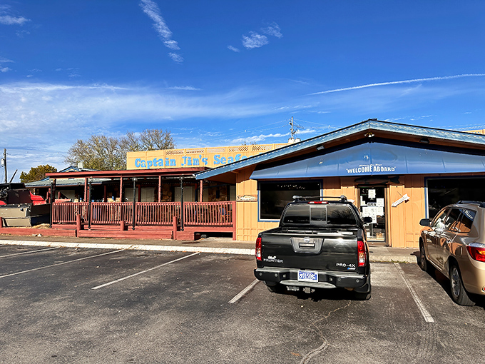 The unassuming exterior of Captain Jim's promises seafood treasures within, like finding Neptune's pantry tucked away in the Smoky Mountains.