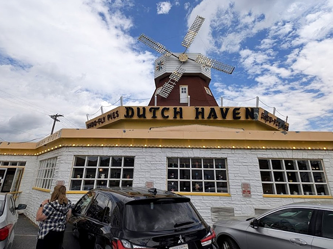 That windmill isn't just for show&mdash;it's a beacon of sweetness calling to sugar pilgrims on Route 30. Pennsylvania Dutch architecture with a side of whimsy.