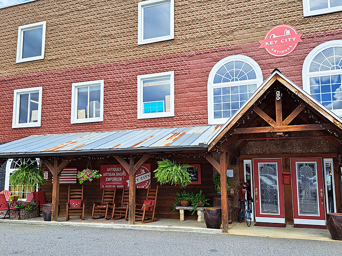 The welcoming red brick fa&ccedil;ade of Key City Antiques invites you in like a warm hug from your favorite aunt who always saves the good stuff for you.
