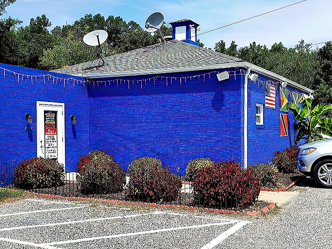 That electric blue exterior isn't just eye-catching&mdash;it's a beacon of flavor calling to hungry travelers from miles around.