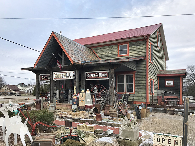 The weathered wooden facade of Grist Mill Antiques beckons like an old friend, promising treasures that Instagram filters can't replicate and stories no smartphone can tell.