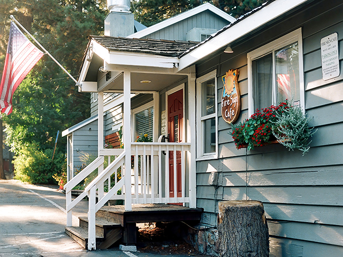 The quintessential Tahoe experience begins at this charming blue cabin, where flower boxes and a welcoming porch promise breakfast nirvana awaits inside.