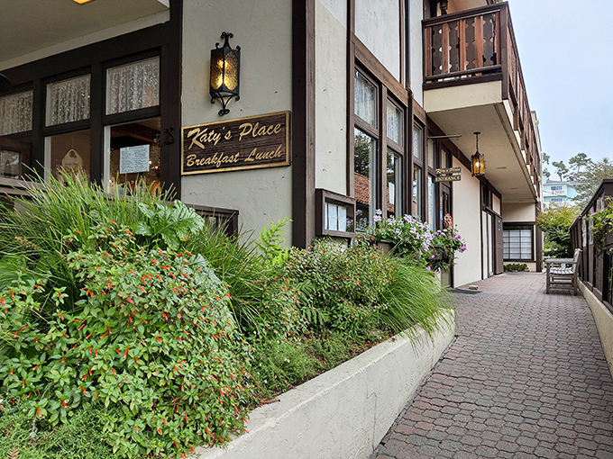 Nestled among Carmel's storybook cottages, Katy's Place welcomes hungry pilgrims with the promise of breakfast nirvana beneath towering cypress trees.