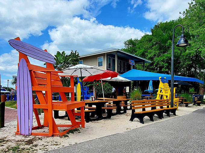 Those oversized Adirondack chairs aren't just Instagram bait&mdash;they're Kalua Beach Bar's way of saying "slow down and stay awhile" in the most colorful way possible.