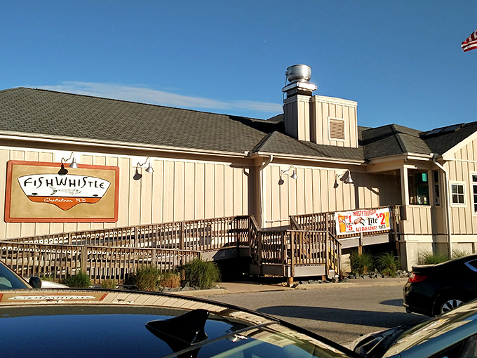 The unassuming tan exterior of Fish Whistle at the Granary belies the seafood treasures within. Like a culinary speakeasy, it rewards those who venture beyond the parking lot.