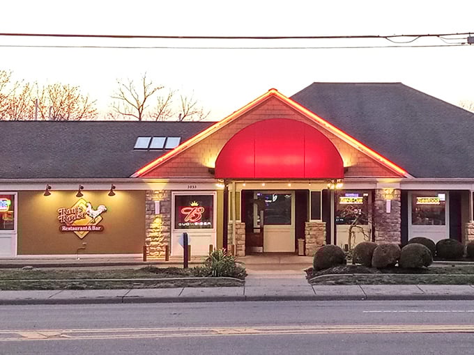 The legendary rooster stands guard atop Ron's Roost, a beacon of comfort food that's been clucking Cincinnati's language of deliciousness for generations.