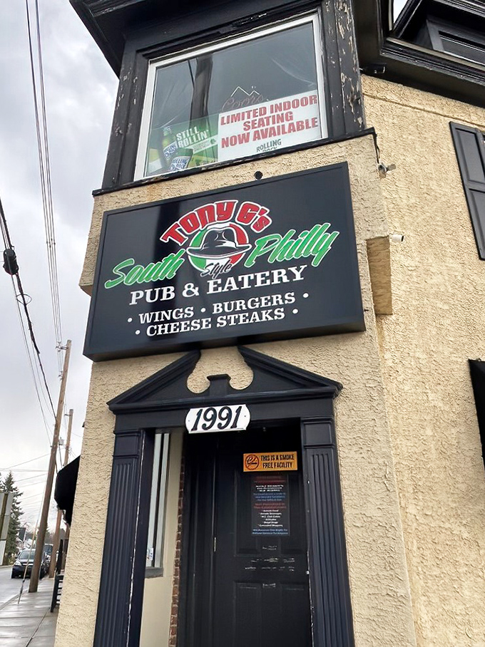 Tony G's distinctive stone building stands proudly on a Norristown corner, promising South Philly flavors without the Philadelphia parking headaches.