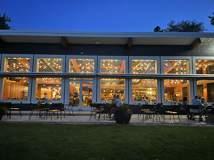 The unassuming exterior of Waller's on the Lake plays it cool, like that friend who downplays their lakefront property until you step inside.