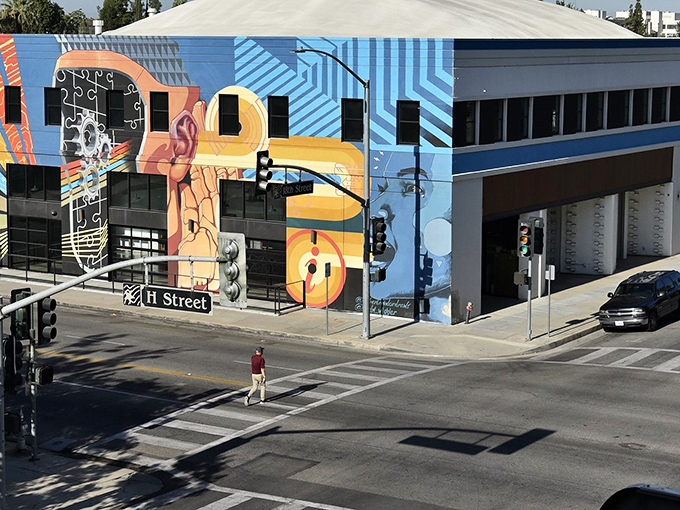 Downtown Bakersfield's vibrant murals prove that affordable cities don't skimp on culture. This colorful masterpiece on H Street brightens even the cloudiest Central Valley day.