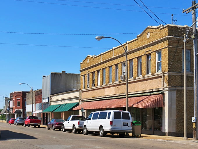 Downtown Poplar Bluff showcases classic Americana architecture with its brick facades and colorful awnings, where small-town charm meets practical affordability.