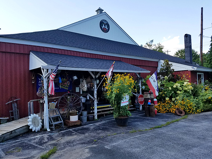 The classic red barn exterior isn't just charming&mdash;it's a warning sign to your wallet that resistance is futile. Treasures await inside!