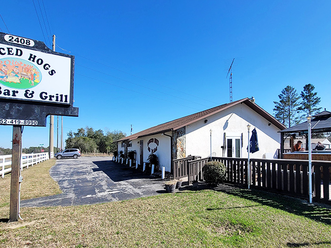 The unassuming exterior of Sauced Hogs proves once again that the best BBQ joints often hide behind the simplest facades. Smoke signals worth following!