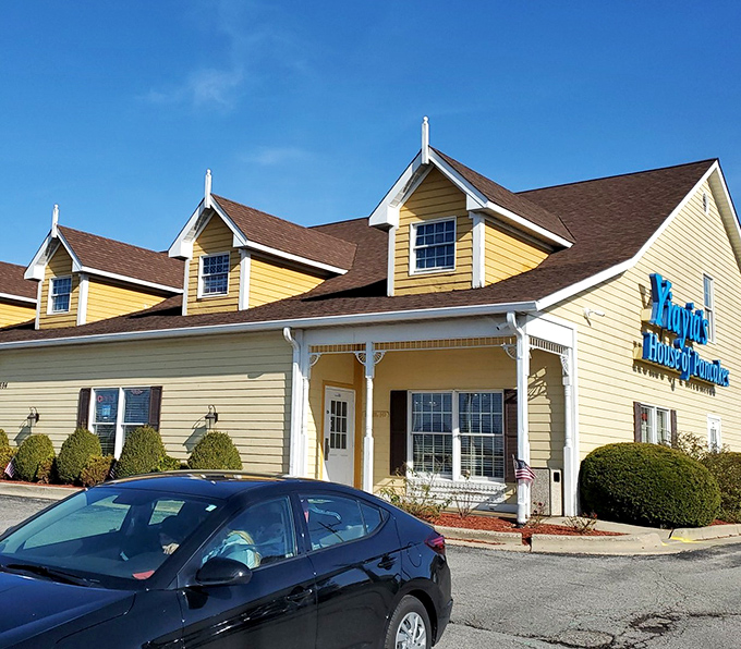 The cheerful yellow exterior of Yiayia's beckons like a breakfast lighthouse guiding hungry souls to pancake paradise.