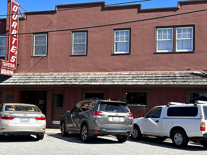 The unassuming exterior of Duarte's Tavern stands like a time capsule on Pescadero's main street, its vintage neon sign beckoning hungry travelers for generations.