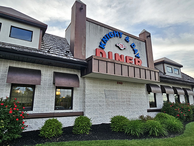 The classic neon sign of Knight & Day Diner glows like a beacon for hungry travelers. Pennsylvania charm meets roadside Americana in this Lititz landmark.