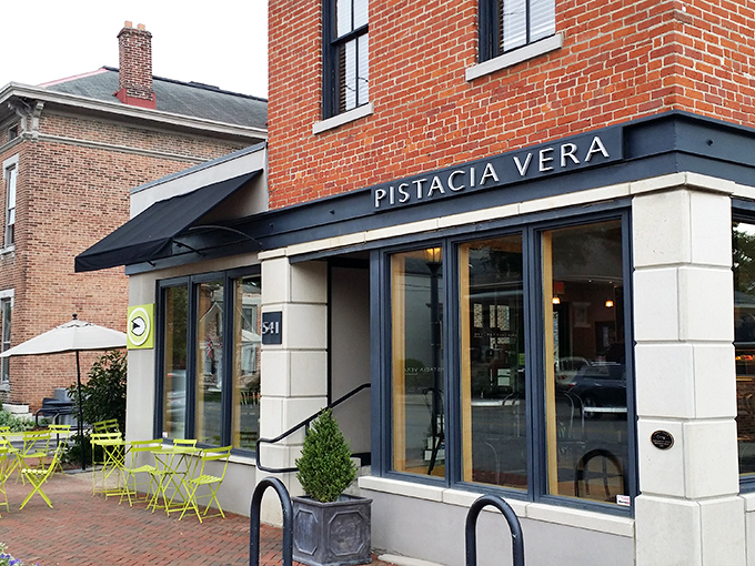 The brick fa&ccedil;ade of Pistacia Vera stands like a delicious sentinel in Columbus' German Village, those lime-green tables practically begging you to sit and stay awhile.