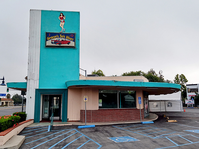 That turquoise tower isn't just eye-catching&mdash;it's a time machine disguised as architecture. Classic cars and classic meals await inside this Long Beach landmark.