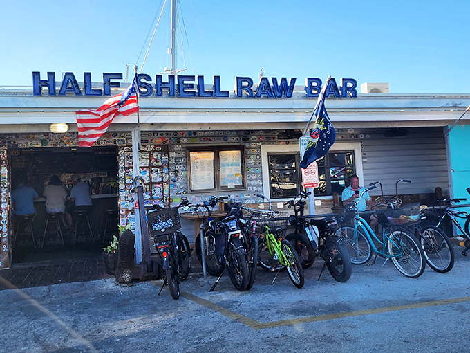 The iconic mermaid sign beckons seafood lovers like a siren call. Old Florida charm meets fresh-caught deliciousness at this Key West landmark.
