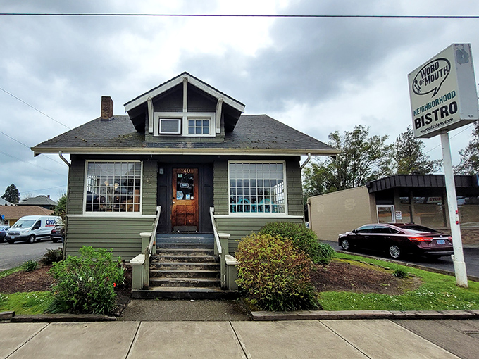 The unassuming craftsman exterior of Word of Mouth Bistro feels like discovering a secret clubhouse where breakfast dreams come true.