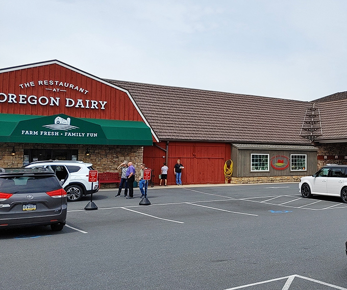 The iconic red barn exterior of Oregon Dairy welcomes you like an old friend. Farm fresh indeed&mdash;this place means business about comfort food.