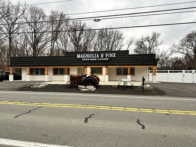 The unassuming exterior of Magnolia & Pine hides culinary treasures within, proving that the best restaurants often skip the flashy billboards.