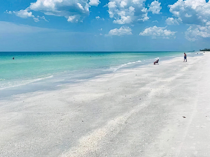 Pure sugar-white sand meets endless blue sky in this postcard-perfect slice of Gulf Coast paradise.