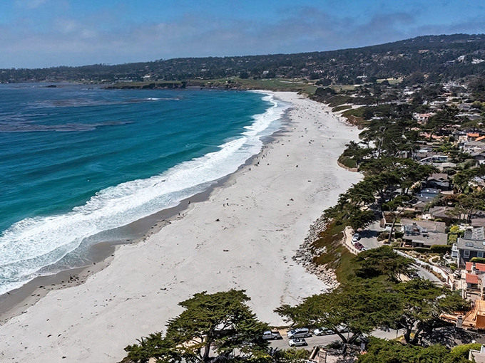 Carmel's pristine white sand beach stretches like nature's welcome mat, inviting you to kick off your shoes and stay awhile.