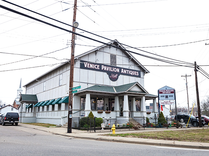 The unassuming exterior of Venice Pavilion Antiques in Fairfield hides a treasure trove within, like finding a vintage Rolex at a yard sale.