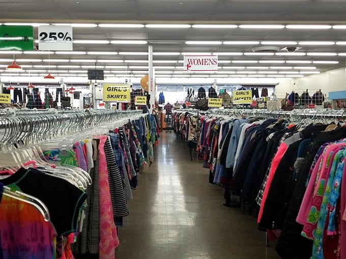 The unassuming storefront of Family Thrift stands like a treasure chest waiting to be unlocked. Behind that red-trimmed entrance lies a universe of possibilities.