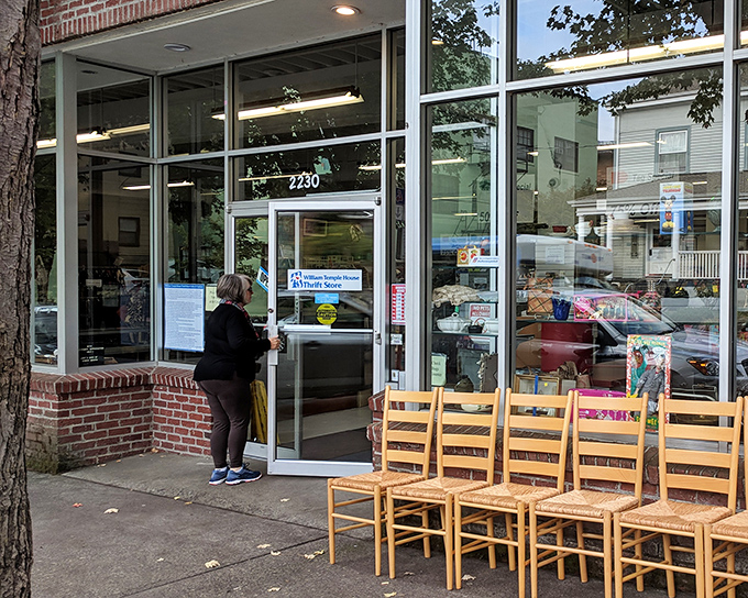 The unassuming entrance to treasure-hunting paradise. Those wooden chairs outside are just appetizers for the feast of finds waiting inside.
