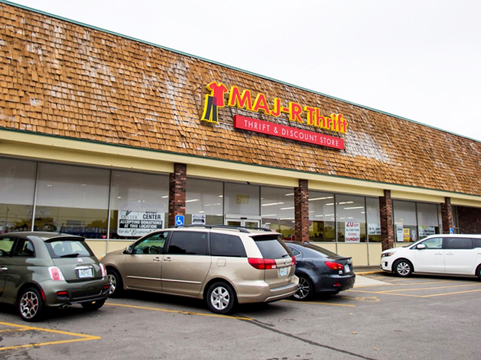 The unassuming exterior of MAJ-R Thrift belies the wonderland within. Like finding a portal to treasure in a strip mall setting.