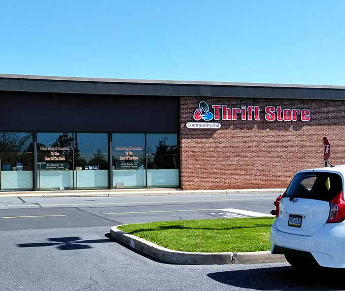 The unassuming brick exterior of CommunityAid in Lancaster hides a treasure trove within&mdash;like finding out your quiet neighbor secretly collects vintage Ferraris.