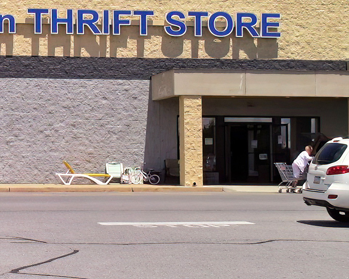 The unassuming exterior of Blue Mountain Thrift Store&mdash;like finding a five-star restaurant in a strip mall, the treasures inside defy the modest fa&ccedil;ade.