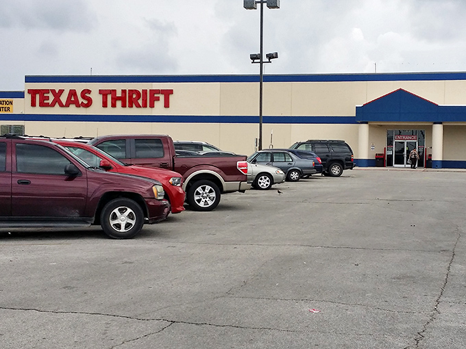 The unassuming exterior of Texas Thrift in Windcrest belies the wonderland of treasures waiting inside. Like a portal to bargain heaven, those sliding doors beckon.