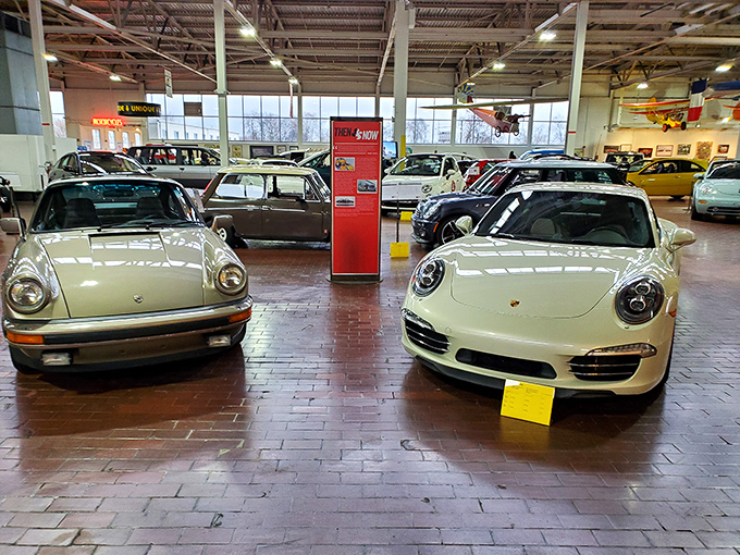 Welcome to automotive wonderland! Lane Motor Museum's spacious main gallery showcases an array of colorful European oddities under international flags, like a United Nations of weird wheels.