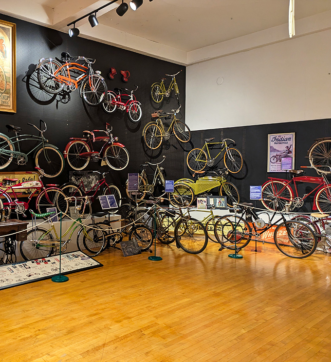 Evolution on wheels! The museum's impressive collection of early bicycles traces the fascinating journey from wooden contraptions to modern marvels.