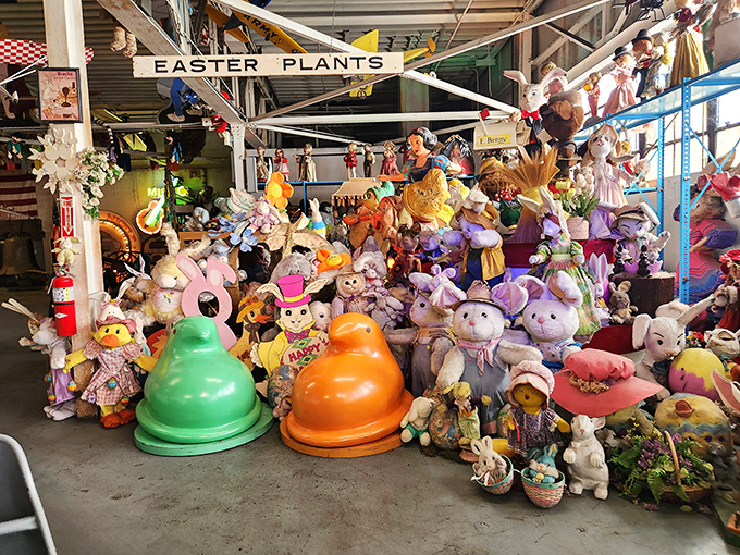 Riding through a wonderland of suspended stuffed animals and vintage treasures. The tram tour at American Treasure Tour Museum is sensory overload in the best possible way.