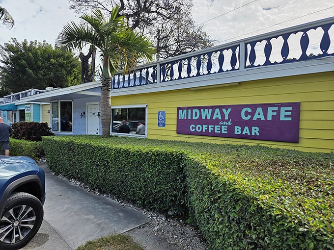 The lime-green exterior of Midway Cafe isn't just a building&mdash;it's a mood announcement that promises colorful experiences inside those vibrant walls.