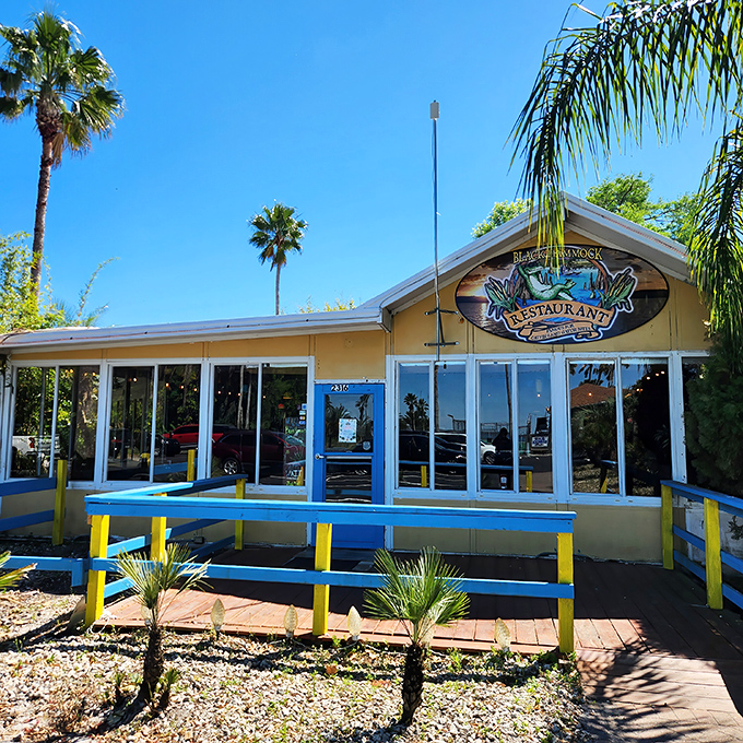 The glowing green sign of Black Hammock Restaurant beckons like a neon lighthouse for hungry travelers. Florida dining doesn't get more authentic than this Oviedo landmark.