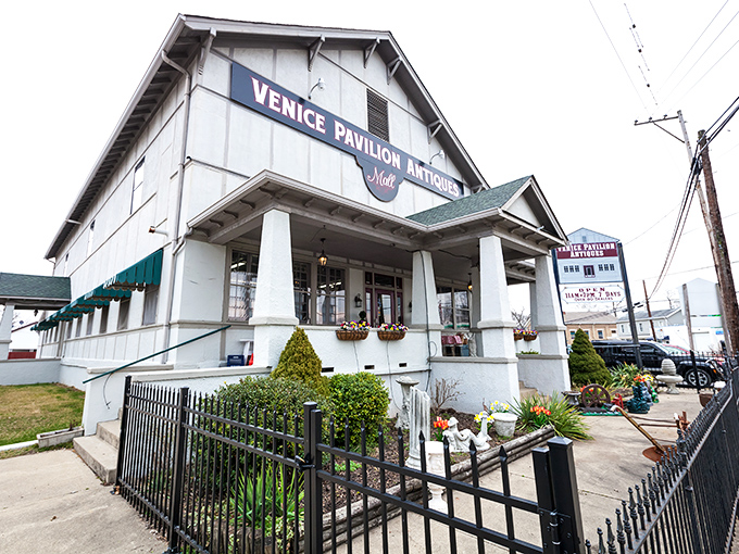 The unassuming exterior of Venice Pavilion Antiques in Fairfield hides a treasure trove within, like finding a vintage Rolex at a yard sale.