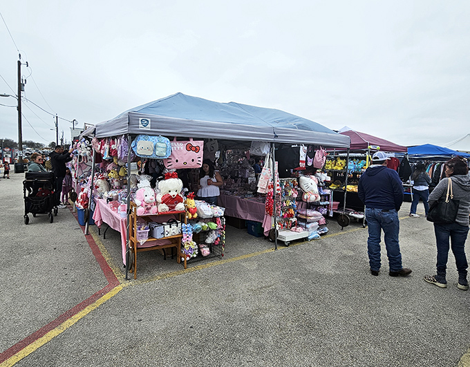Where plush toys meet possibility! This colorful vendor stall is just one small corner of the sprawling treasure hunt that awaits at Bussey's Flea Market.
