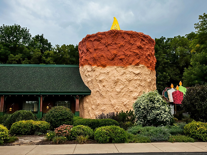 The ultimate birthday candle stands tall in Centerville, where Indiana proves everything really is bigger in the Midwest. No birthday wish required.
