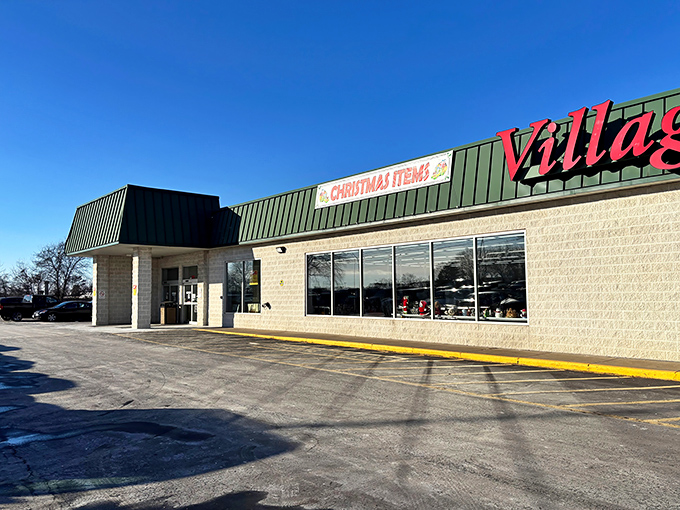 The unassuming exterior of Village Discount Outlet in Akron hides a treasure trove of affordable fashion waiting to transform your wardrobe without emptying your wallet.