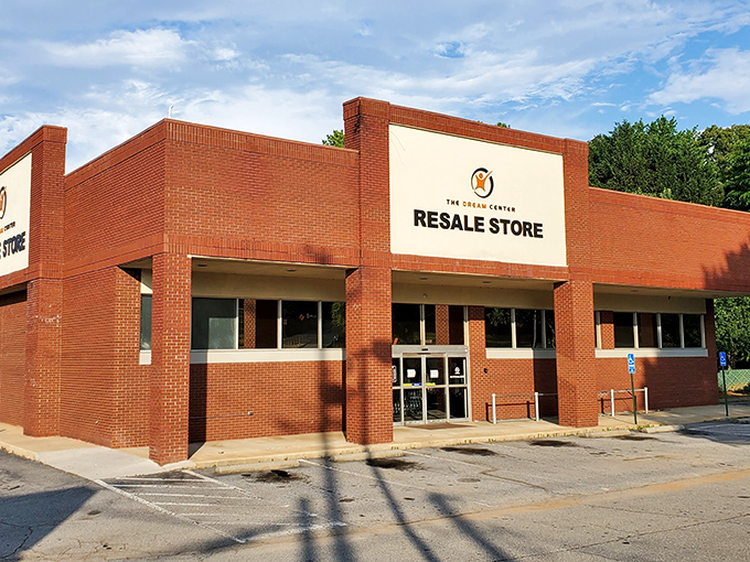 The brick fa&ccedil;ade of the Dream Center Resale Store beckons bargain hunters with its unassuming charm, like a treasure chest disguised as a regular building.